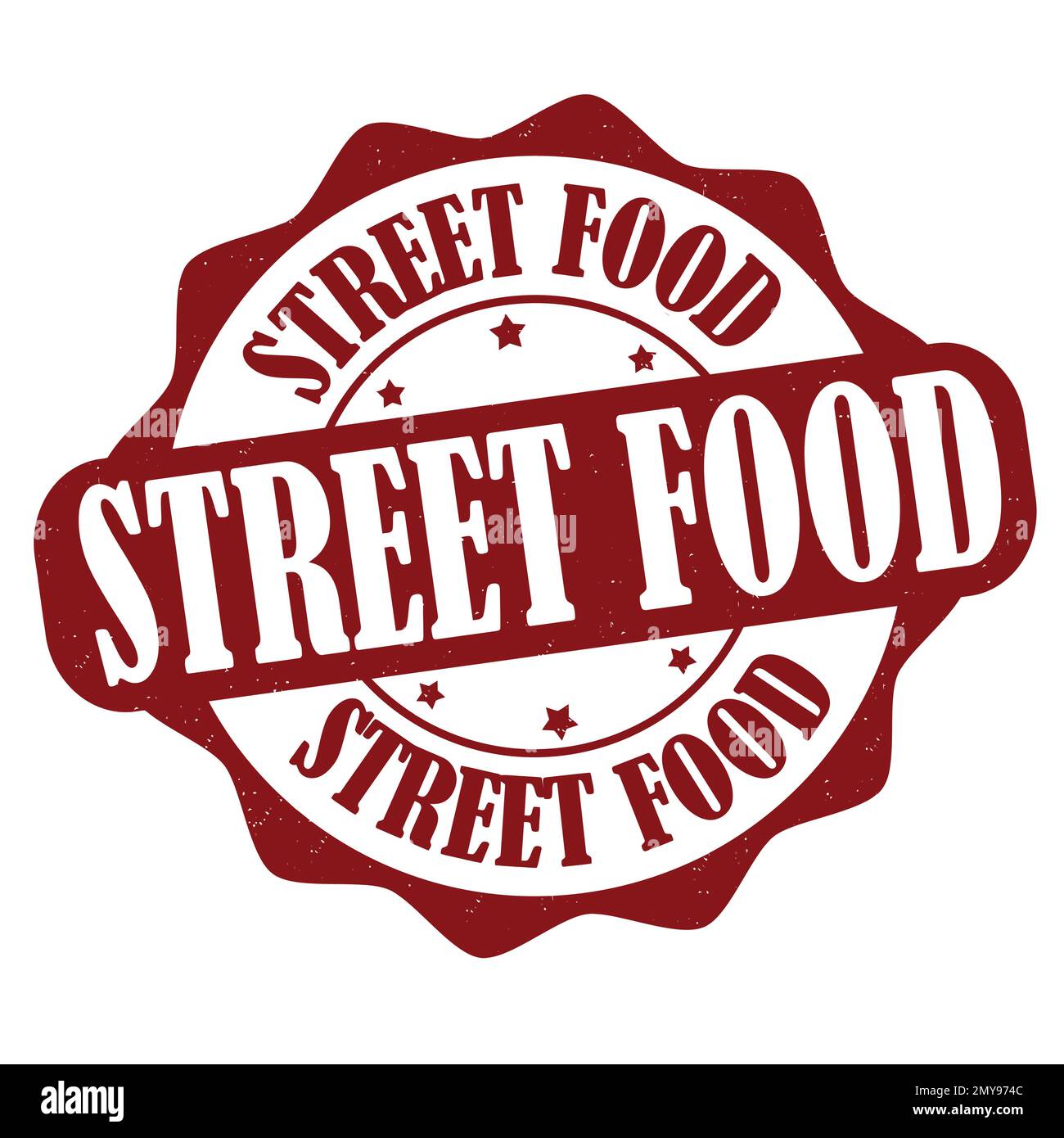 Street food label or stamp on white background, vector illustration ...