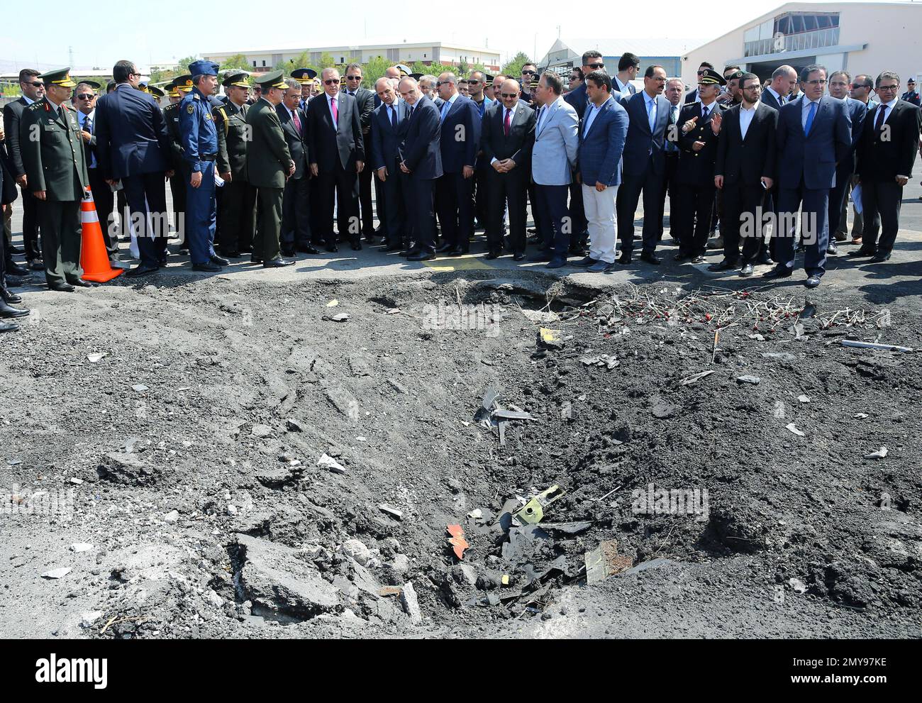 Turkey President Recep Tayyip Erdogan, centre left dark glasses and ...