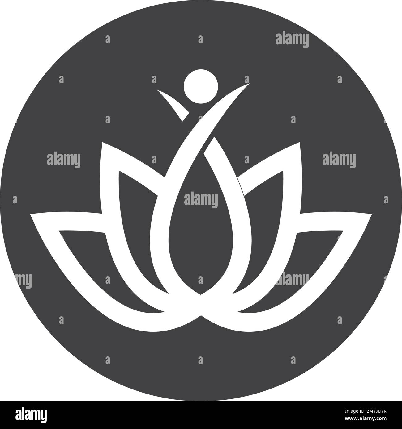 Yoga lotus pose, yoga love stylized vector icon Stock Vector Image ...