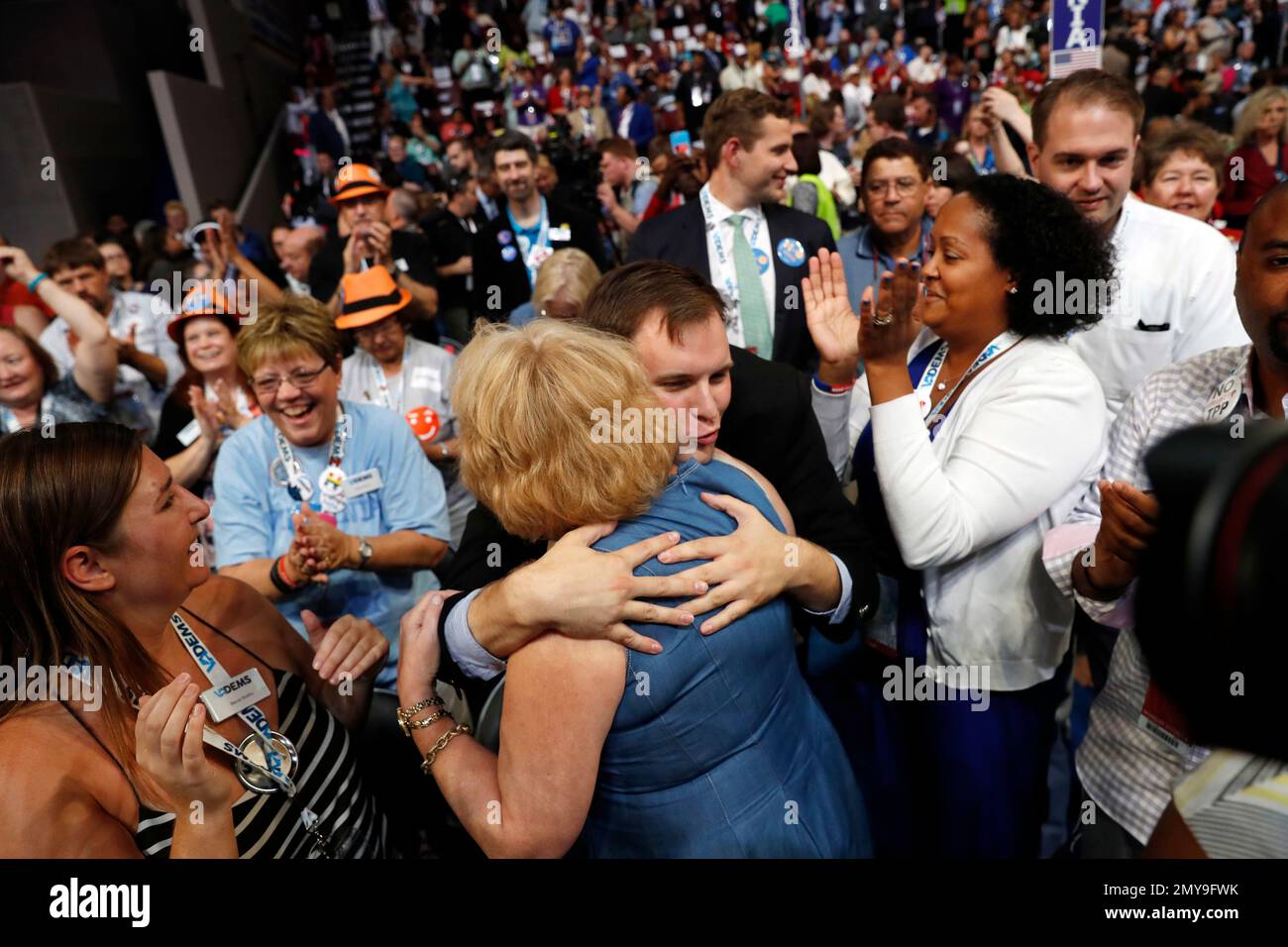 Virginia delegate Morgan Jameson hugs Virginia Democratic Party Chair ...