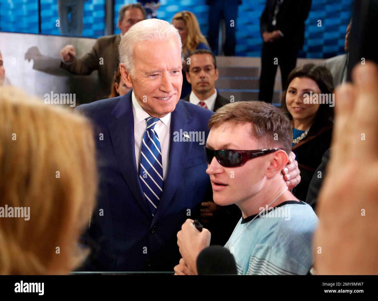 Vice President Joe Biden talks to Timmy Kelly, who will sing the ...