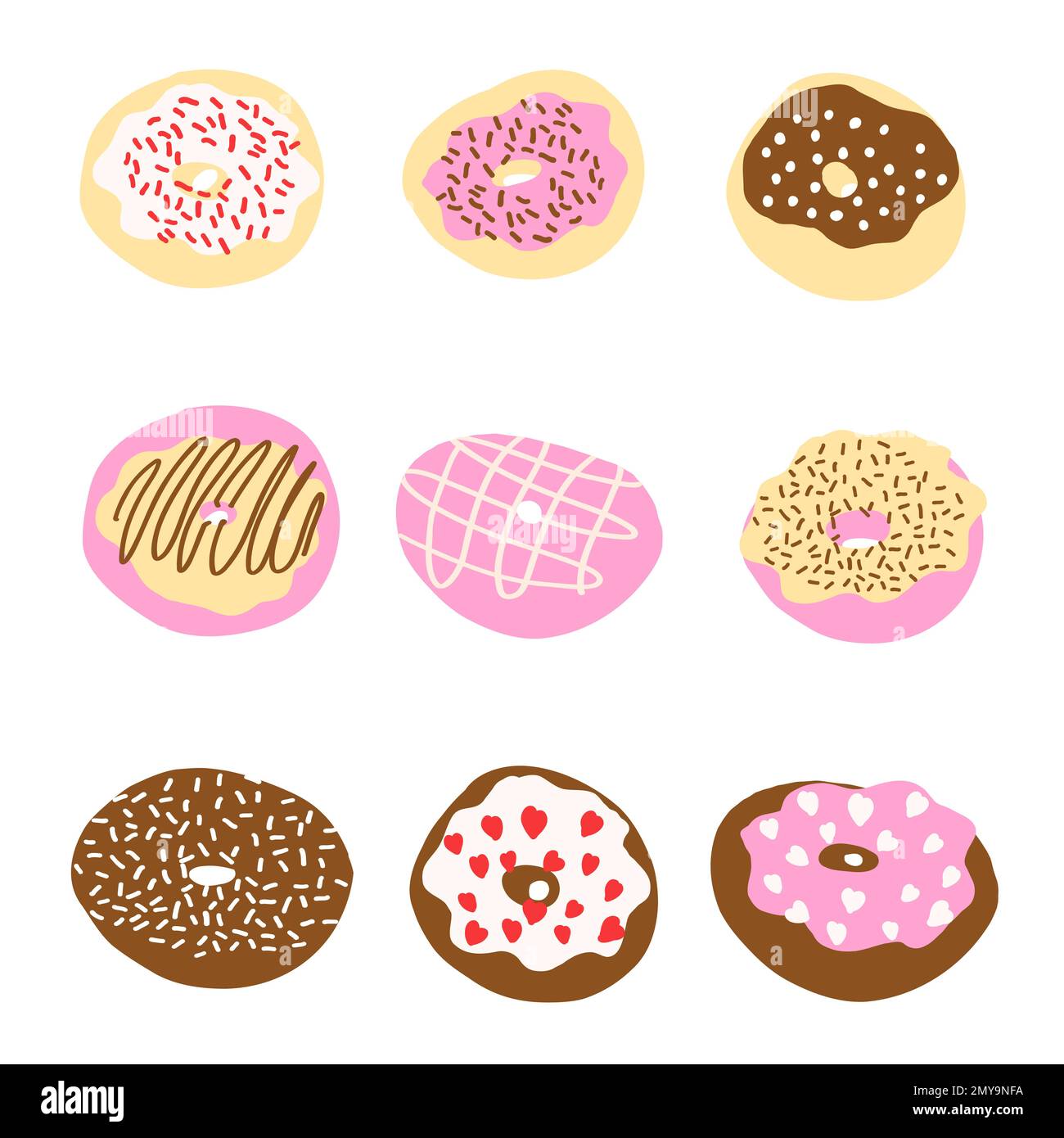 Donuts set in cartoon style. Vector illustration isolated on white ...