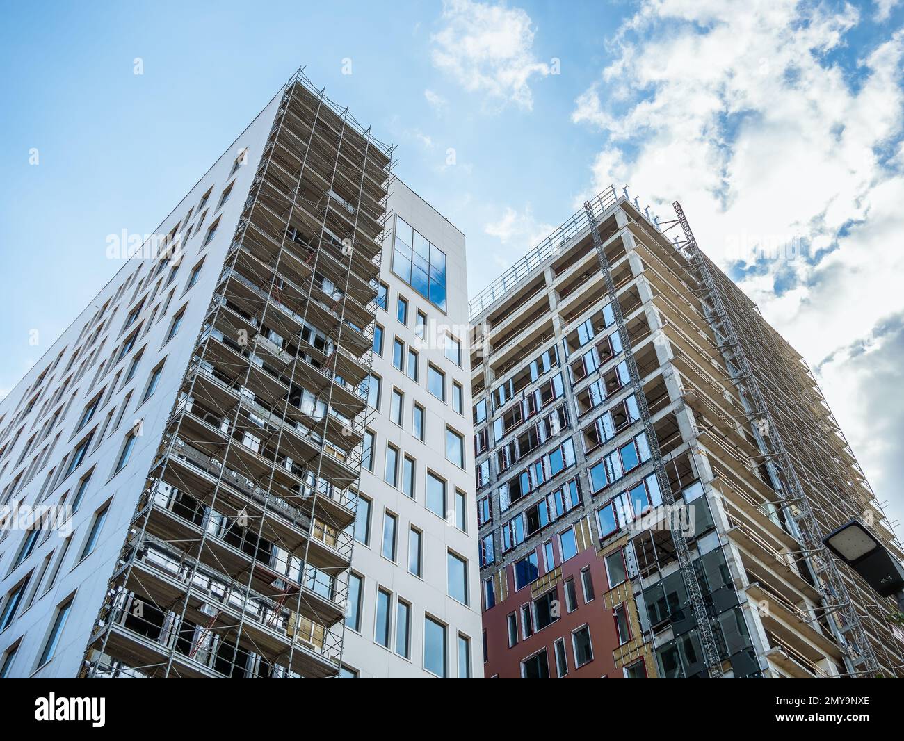 Modern office or apartment building under construction in Bucharest ...