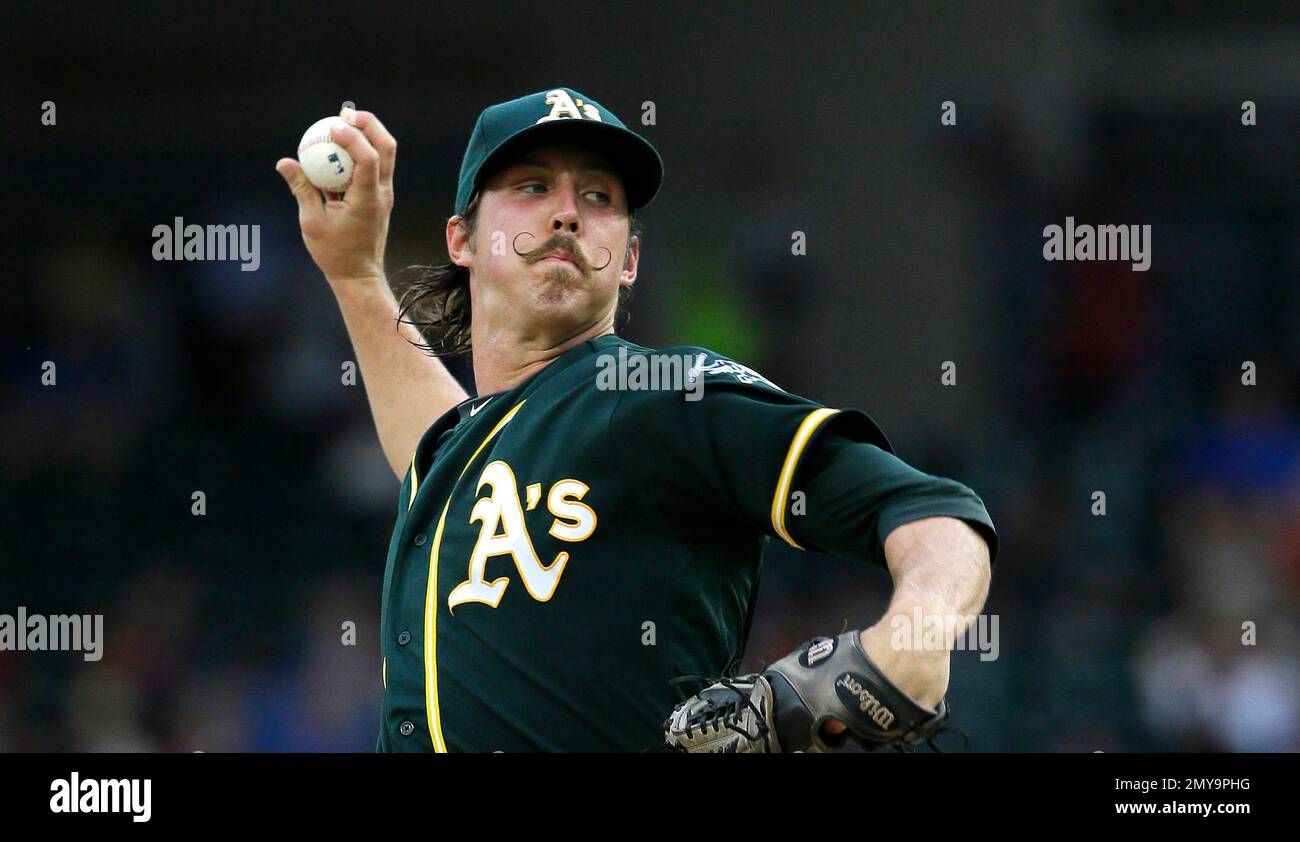 Oakland Athletics starting pitcher Daniel Mengden throws during the ...