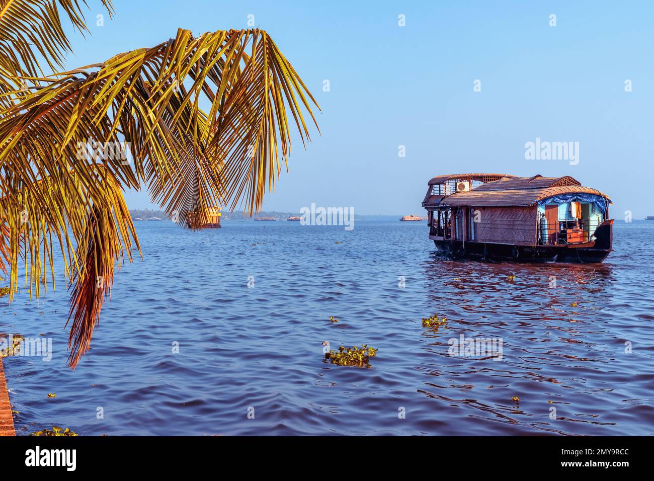 Beautiful landscape with a house boating in marine drive, Kochi, India ...