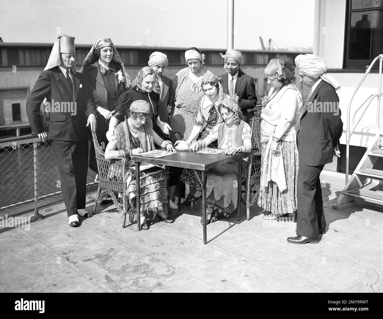 Fortune tellers meeting aboard the SS Peter Stuyvesant at its pier in ...