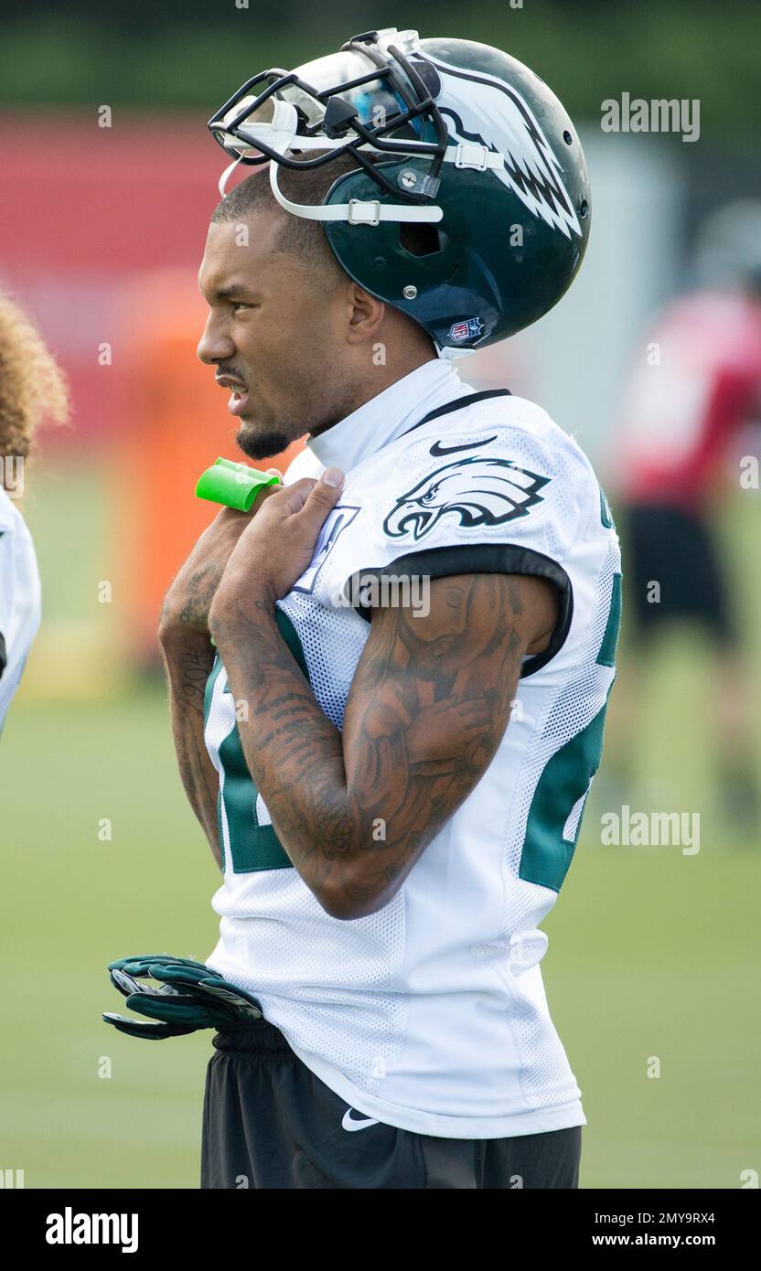 Philadelphia Eagles cornerback Nolan Carroll looks on with his helmet ...