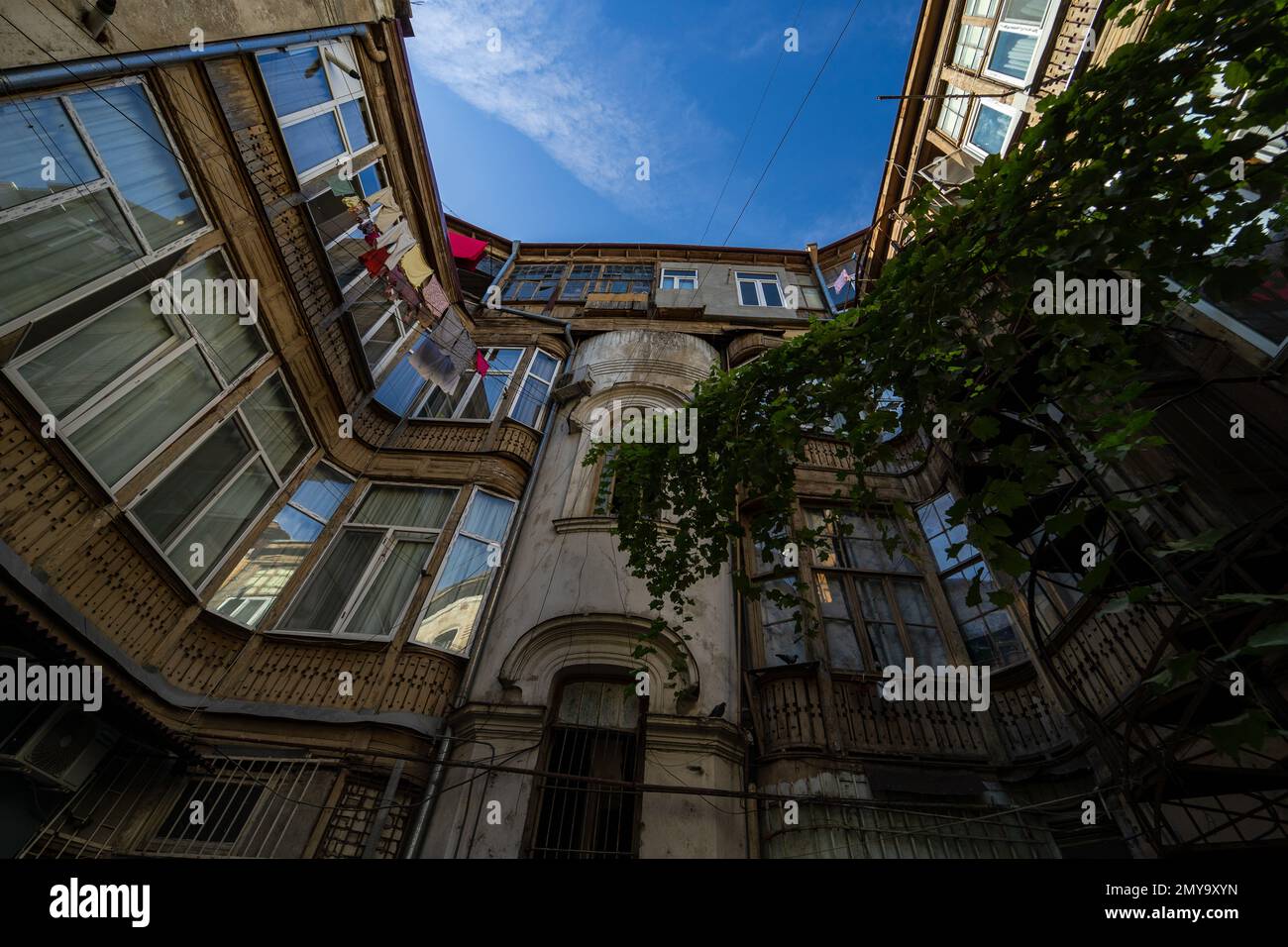 Traditional carving wooden balconies of Tbilisi's old town houses ...