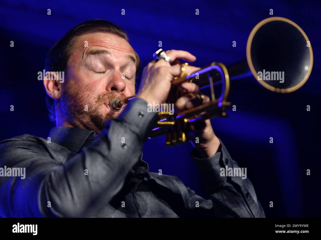 English trumpeter Quentin Collins performs with US's bassist Kyle ...