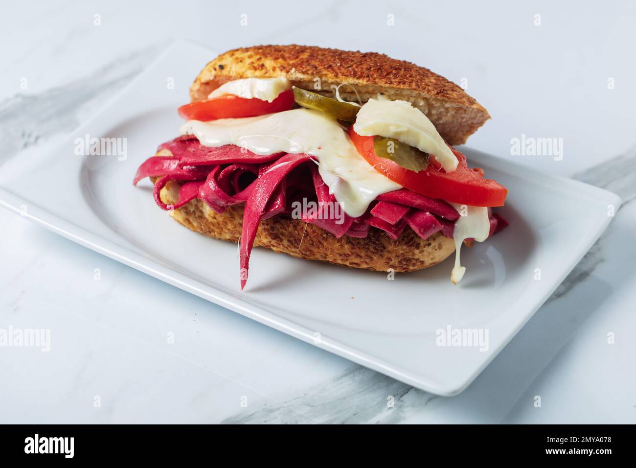 Traditional delicious Turkish foods Izmir Cesme kumru sandwich Stock ...