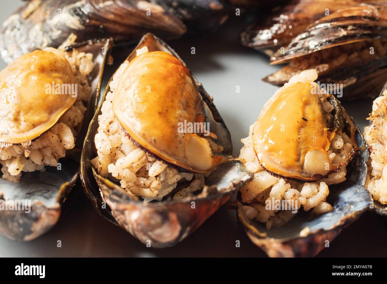 Turkish Street Food Stuffed Mussels with Lemon - Midye Dolma Stock ...