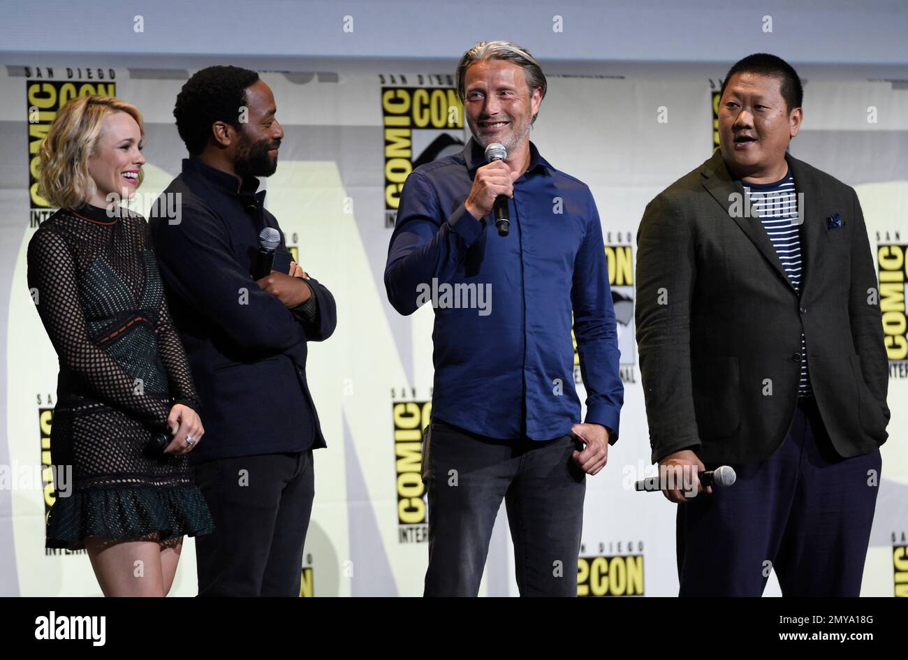 Actors Rachel McAdams, from left, Chiwetel Ejiofor, Mads Mikkelsen, and ...