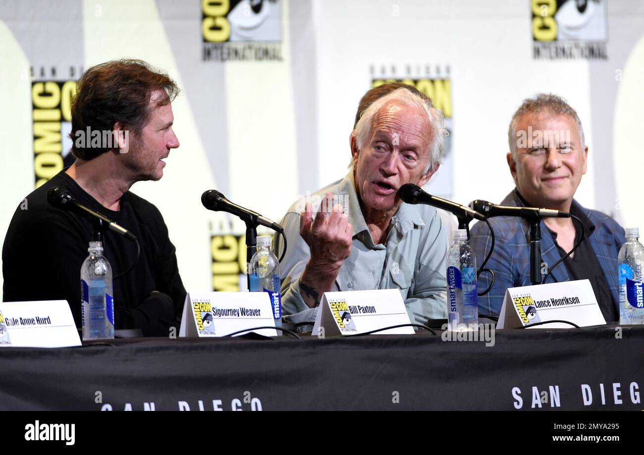 Bill Paxton, from left, Lance Henriksen, and Paul Reiser attend the ...