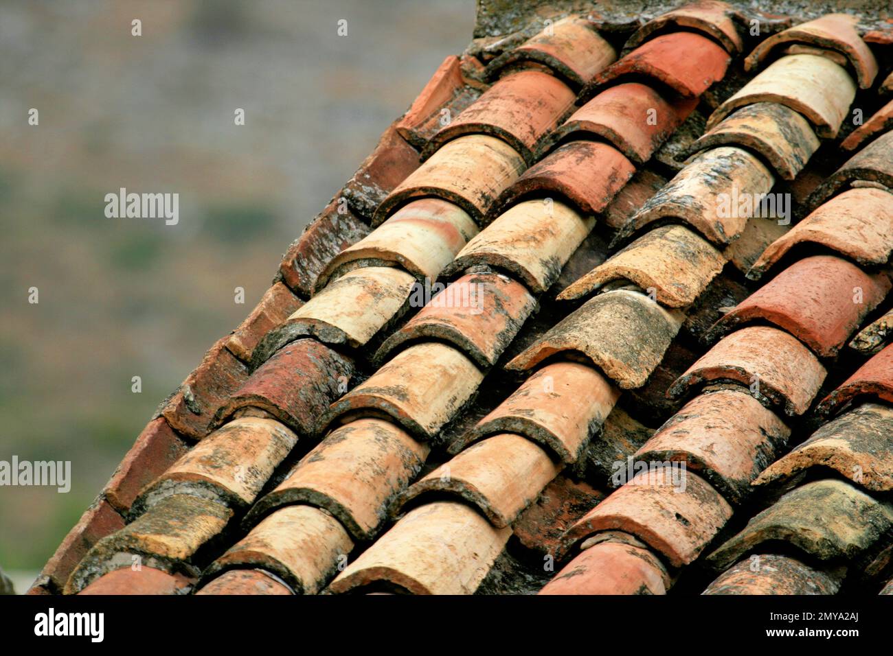 old worn clay tile roofing Stock Photo - Alamy