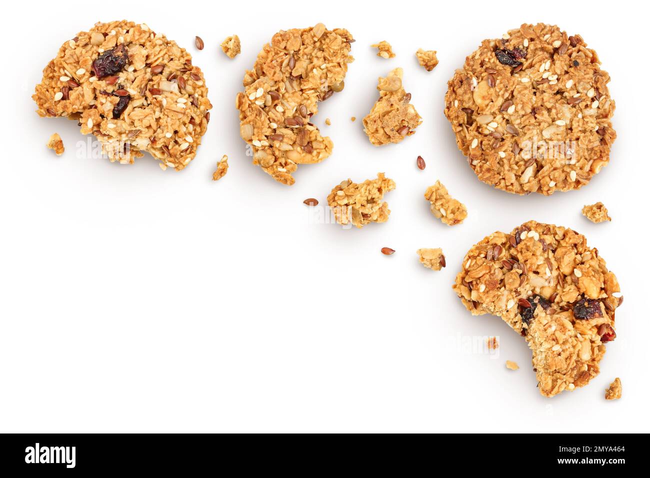 Granola cookie isolated on white background with full depth of field ...