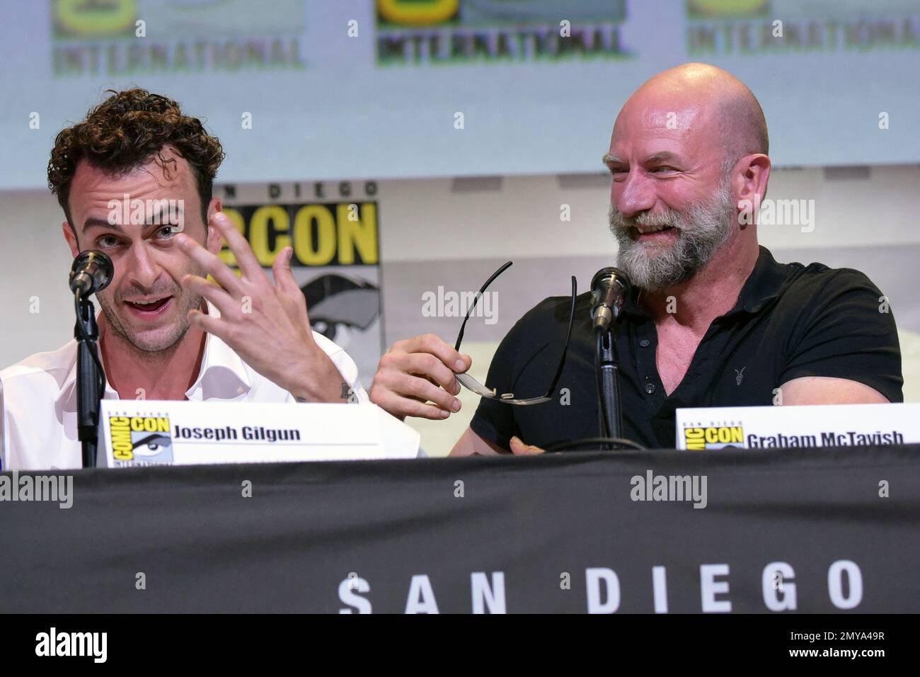 Joseph Gilgun, left, and Graham McTavish attend the "Preacher" panel on ...