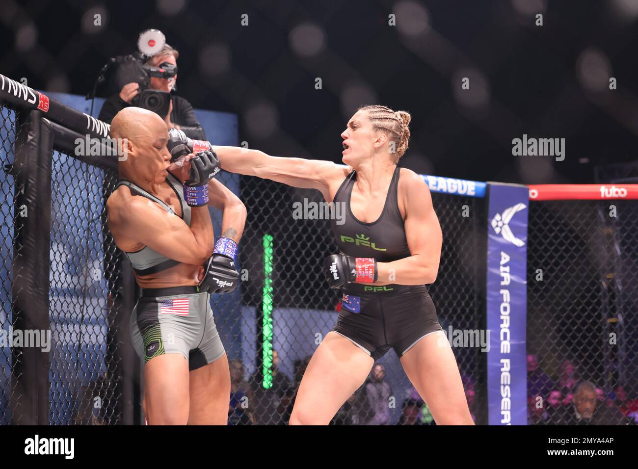 ORLANDO, FL - February 3: Michelle Montague lands a straight punch ...