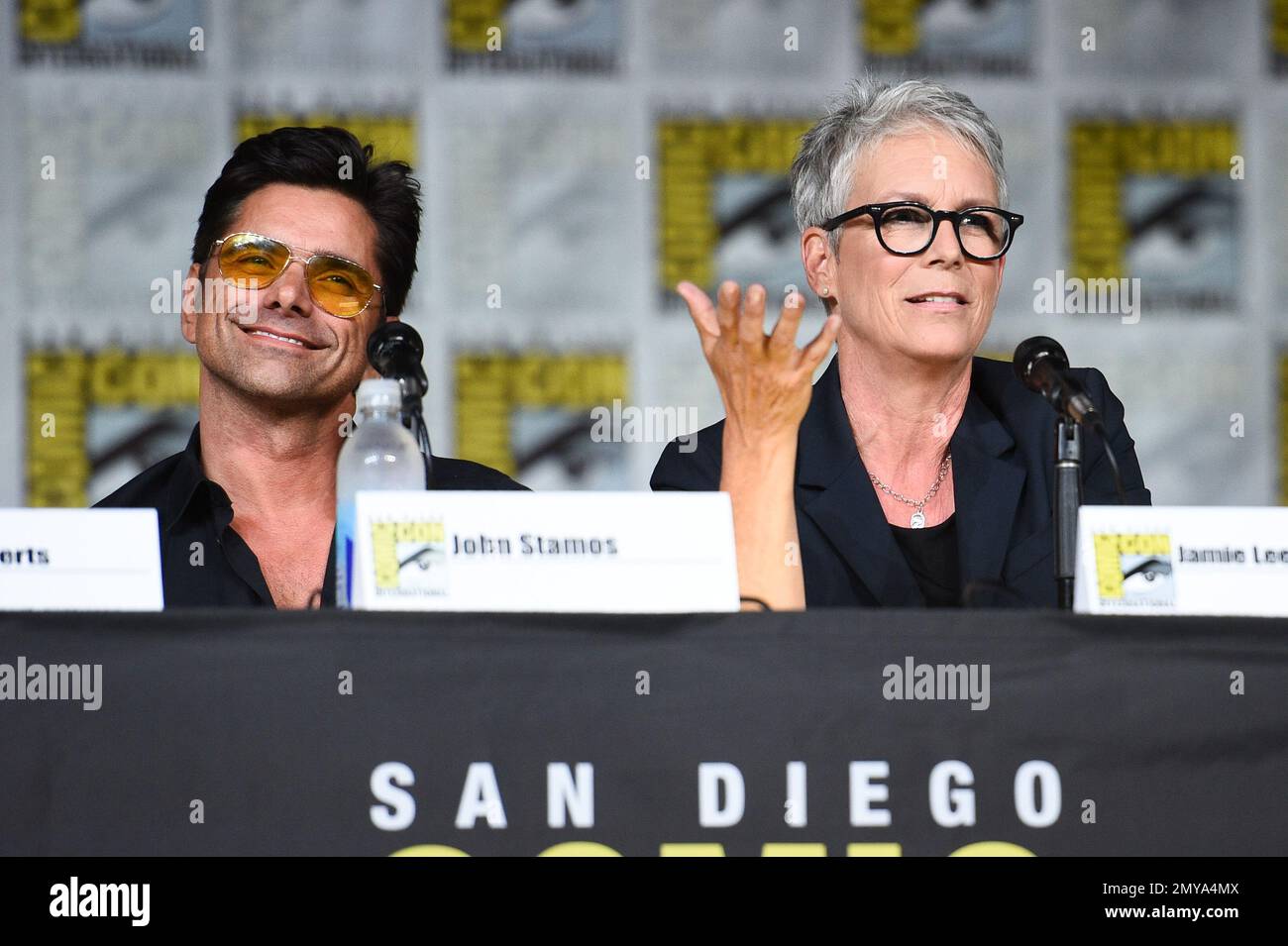 John Stamos, left, and Jamie Lee Curtis attend the "Scream Queens ...