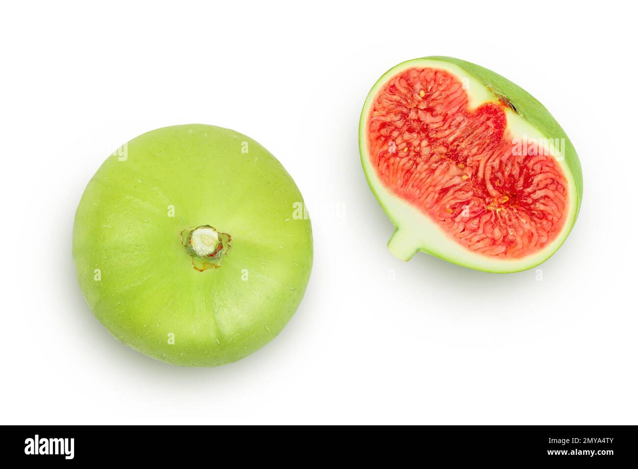 Ripe green fig fruit isolated on white background with full depth of ...