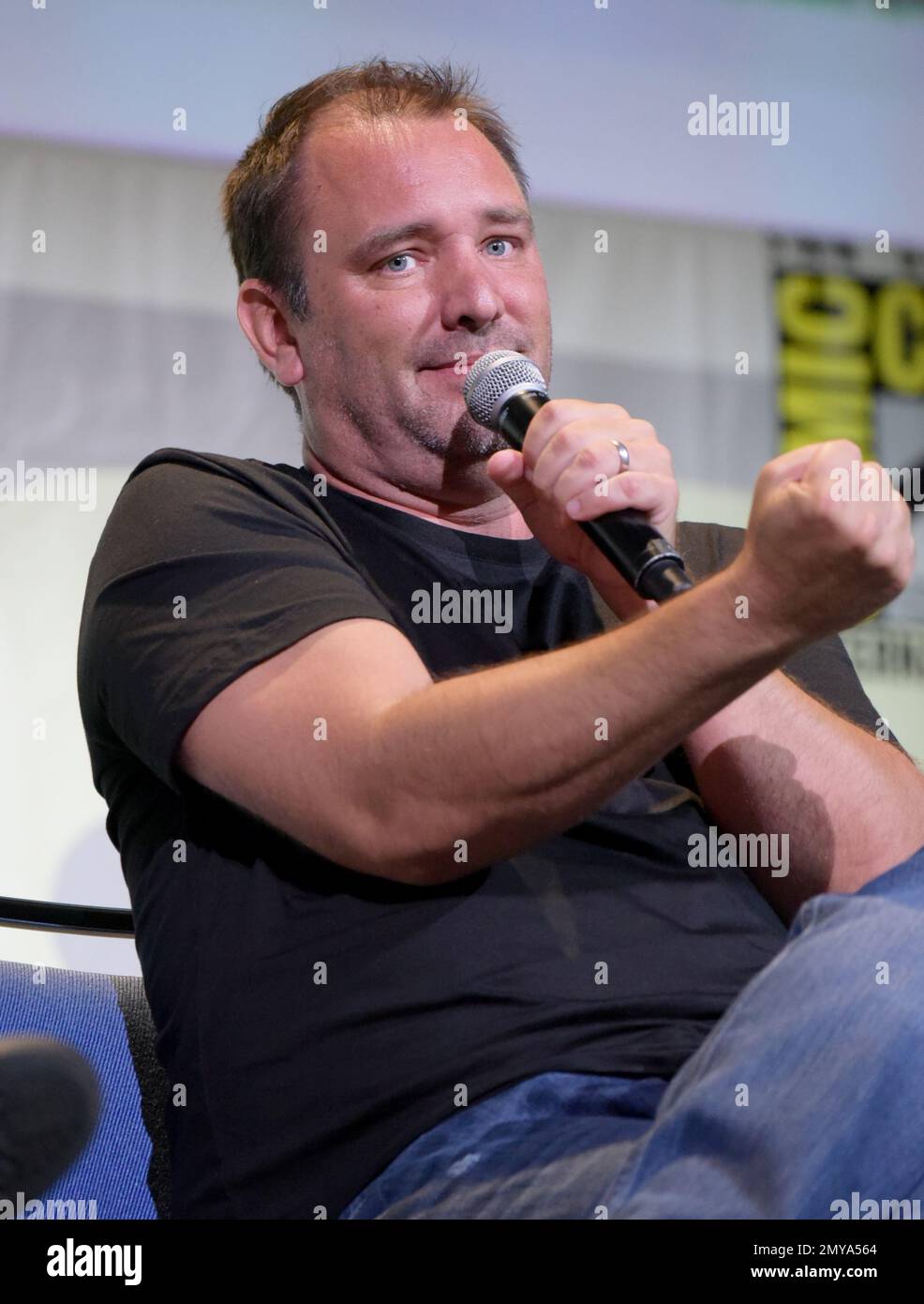 Trey Parker attends the "South Park" panel on day 2 of Comic-Con ...