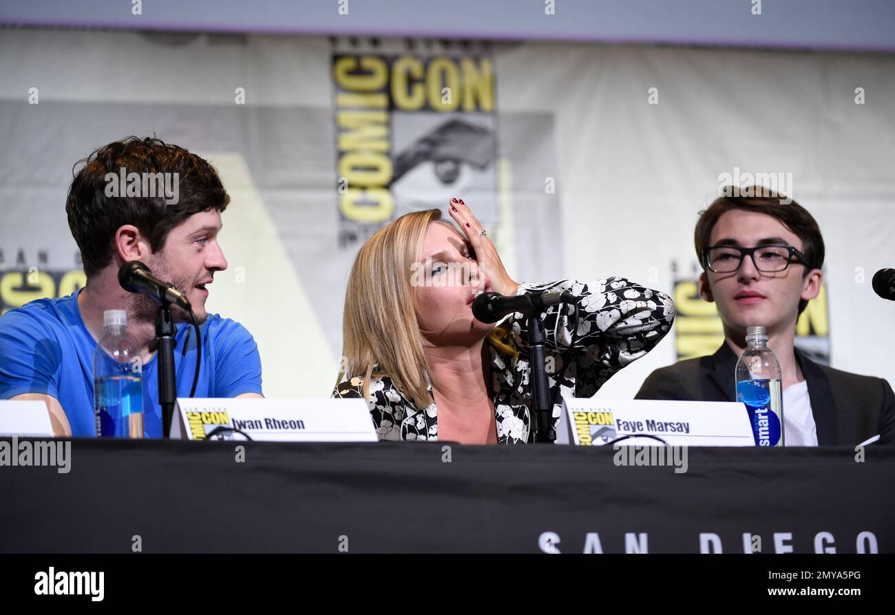 Conleth Hill, from left, Faye Marsay and Isaac Hempstead Wright attend ...
