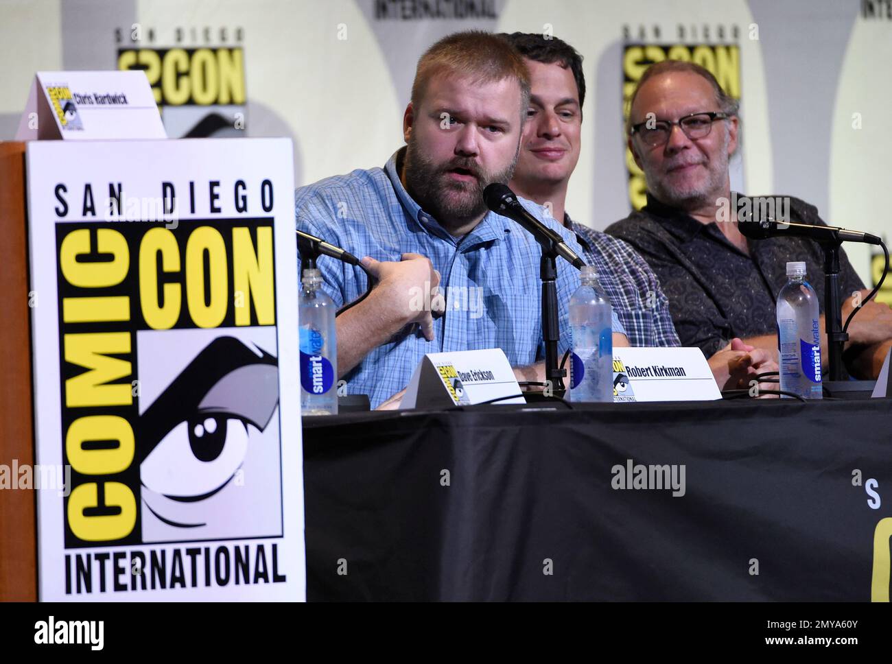 Executive producers Robert Kirkman, from left, and Dave Alpert, and ...