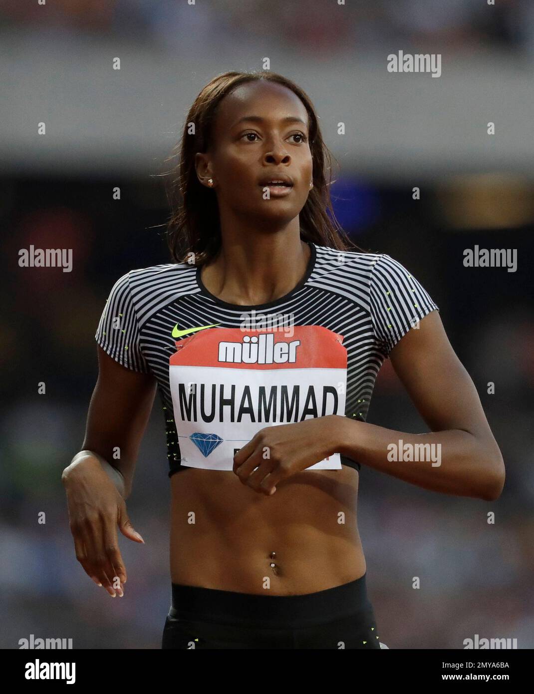 Dalilah Muhammad of the US celebrates after winning the women's 400 ...