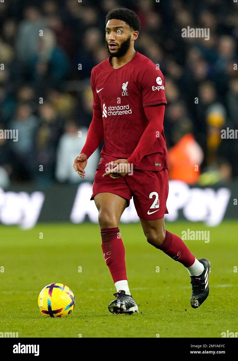 Wolverhampton, England, 4th February 2023. Joe Gomez of Liverpool ...