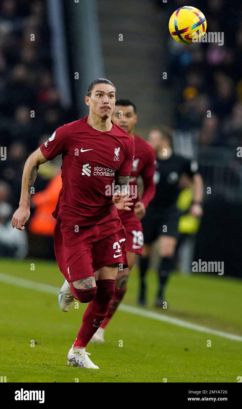 Wolverhampton, England, 4th February 2023. Darwin Nunez of Liverpool ...
