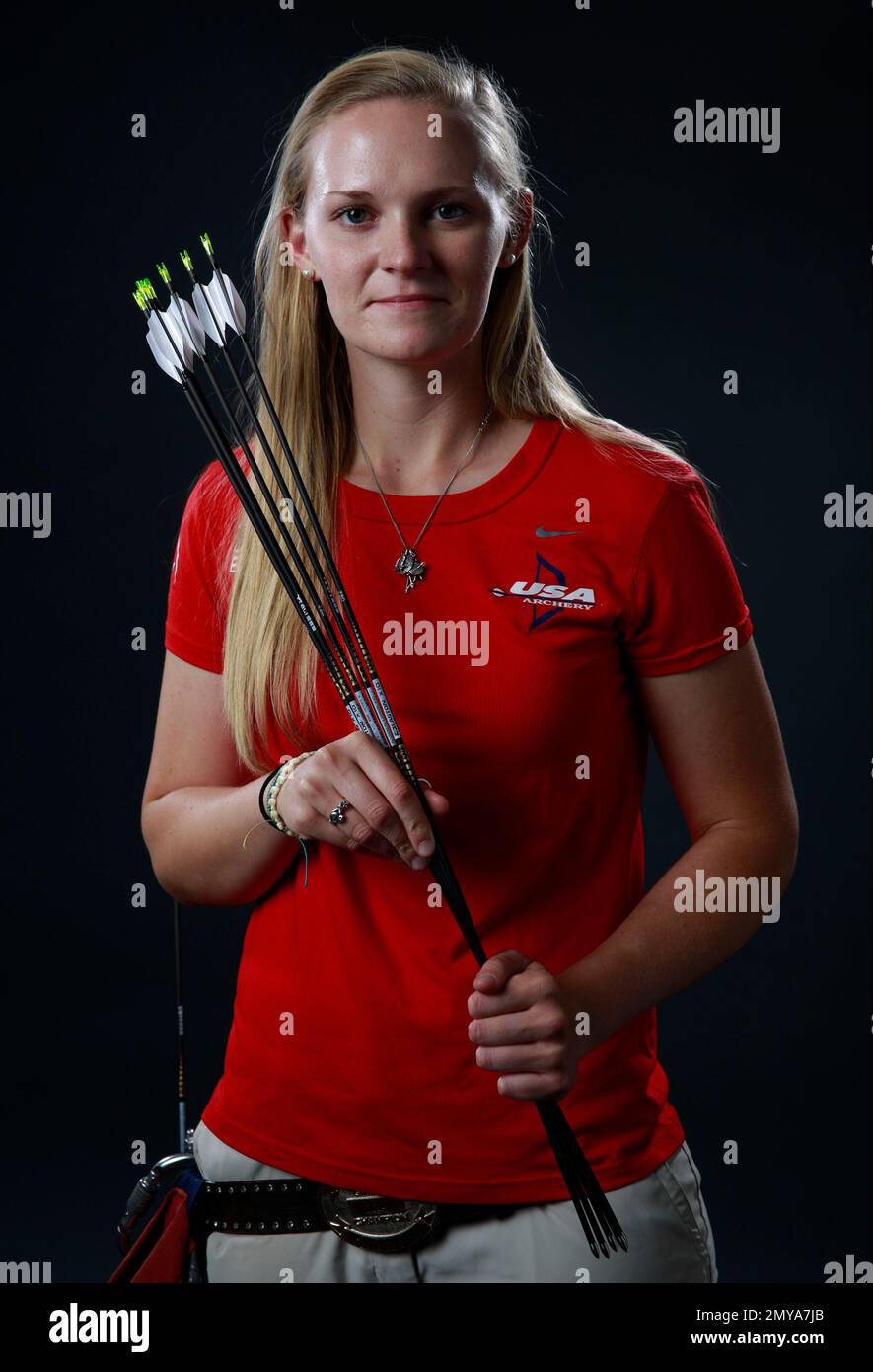 FILE - In this March 9, 2016, file photo, Olympic archer Mackenzie Brown poses for photos at the ...