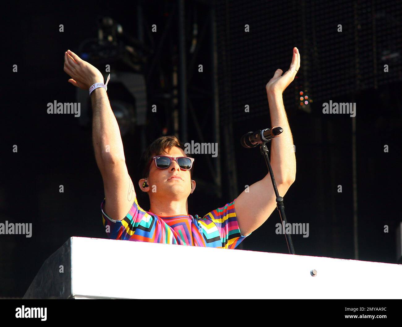 London, UK. Mark Ronson performing live at the Olympic Torch Relay Coca ...
