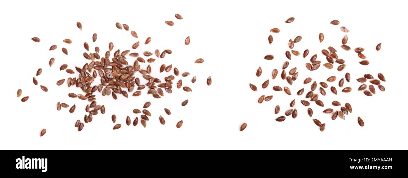flax seeds isolated on white background. Top view Stock Photo - Alamy