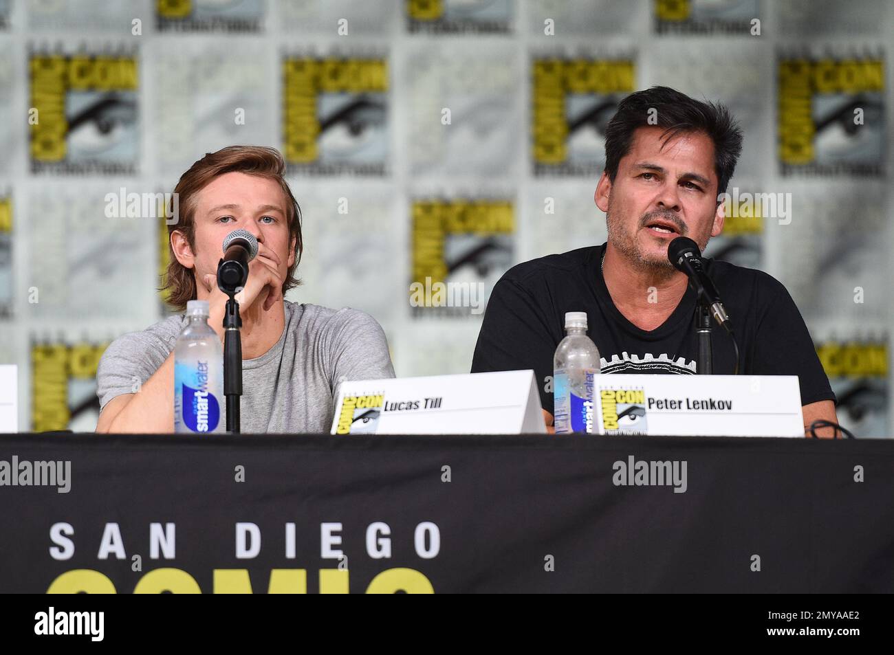 Lucas Till, left, and executive producer Peter Lenkov attend the ...