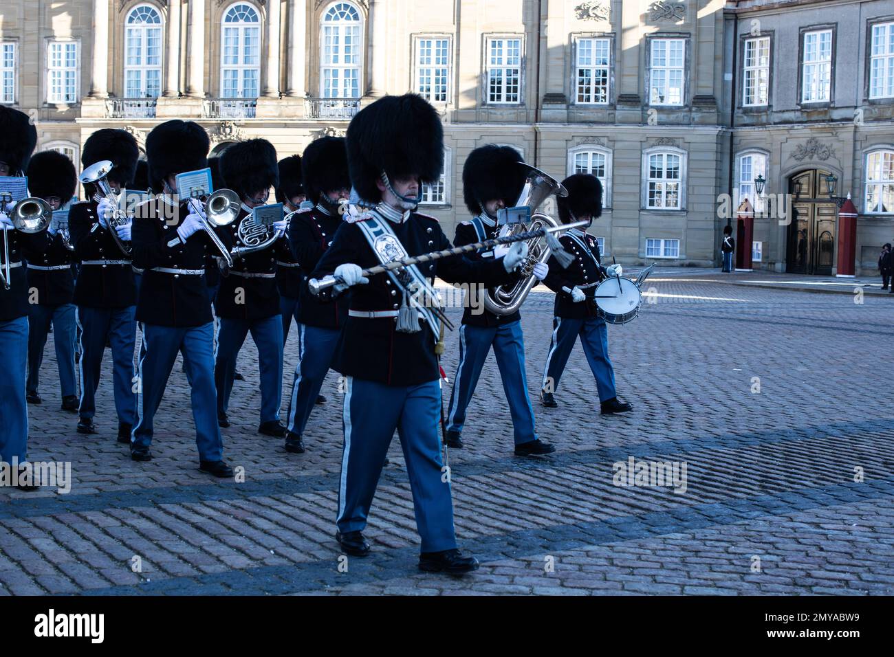 The KGL LIfequard on Amalienborg Slotsplads Stock Photo - Alamy
