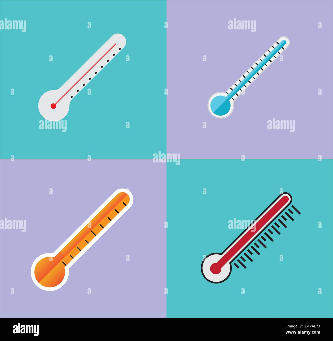 Thermometers icon with different zones. Vector image isolated on white ...