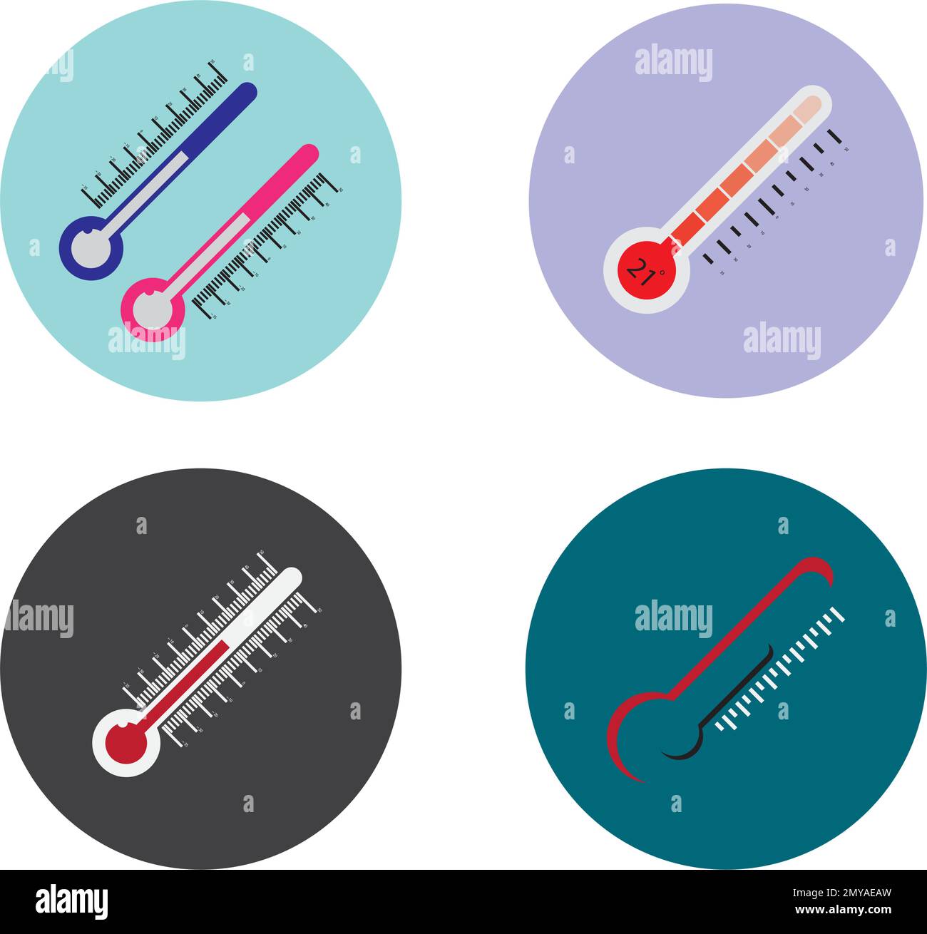 Thermometers icon with different zones. Vector image isolated on white ...
