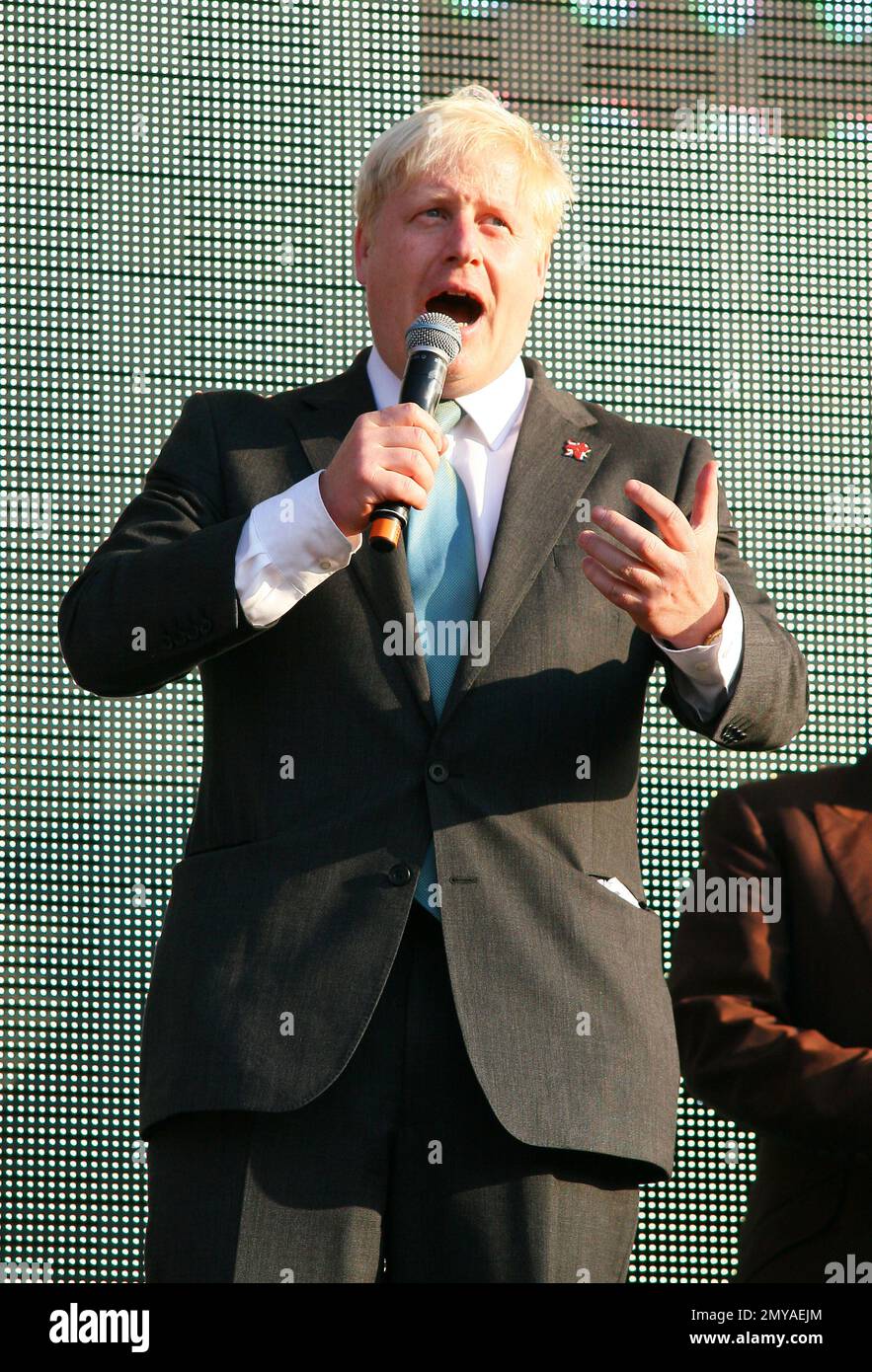 London, UK. Boris Johnson at the Olympic Torch Relay Coca-Cola Concert ...