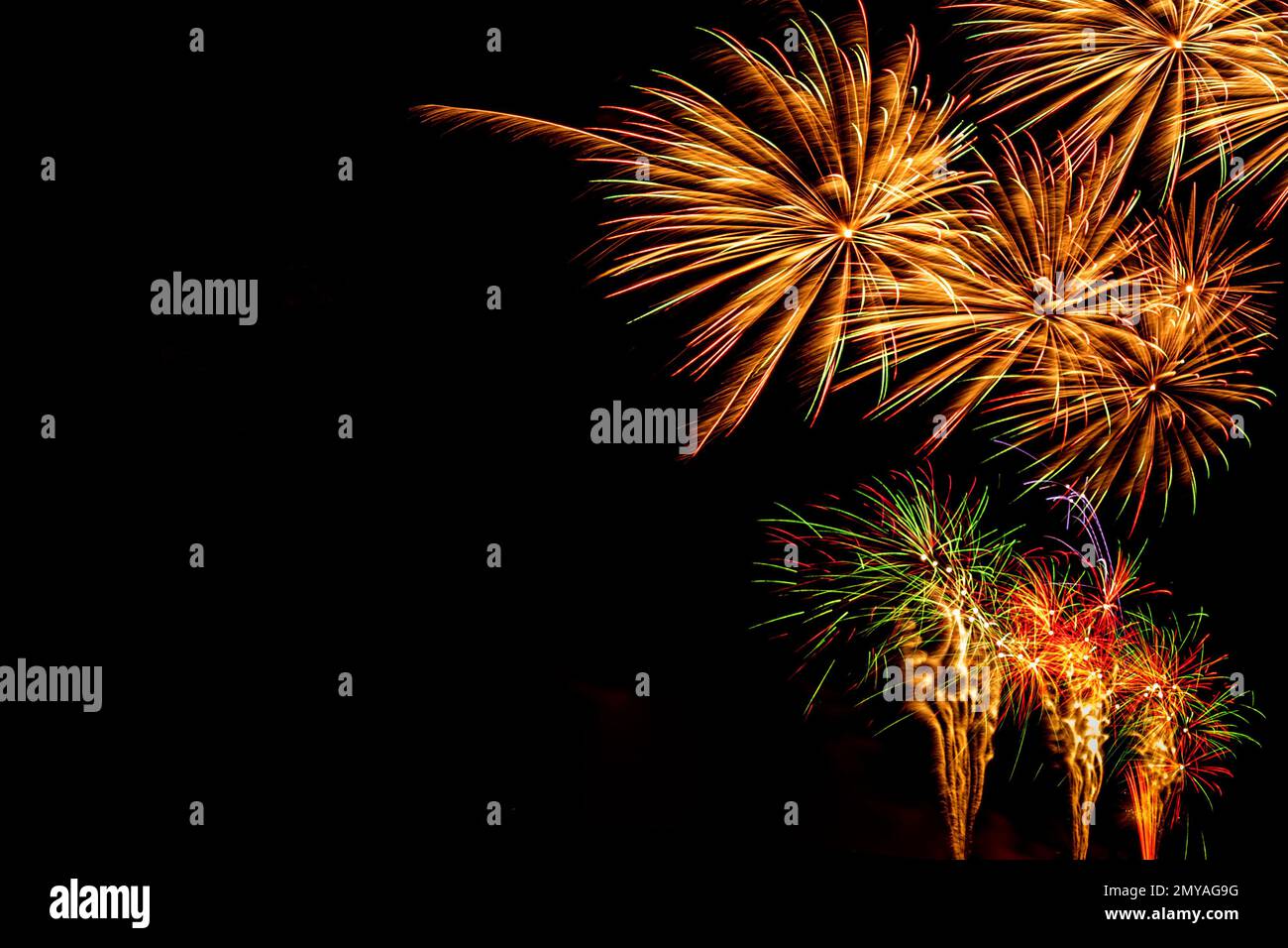 Fireworks banner. Copy space. New Year and Celebration banner. Sparks ...