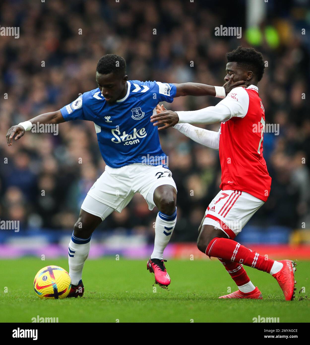 Liverpool, England, 4th February 2023. Idrissa Gueye of Everton is ...