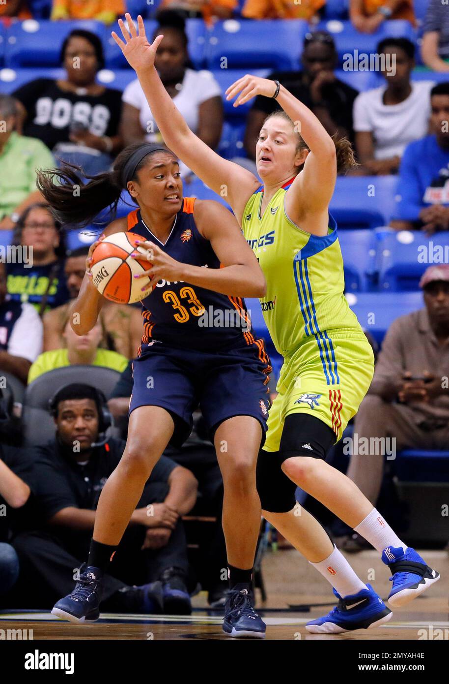 Connecticut Sun forward Morgan Tuck (33) looks for an opportunity as ...