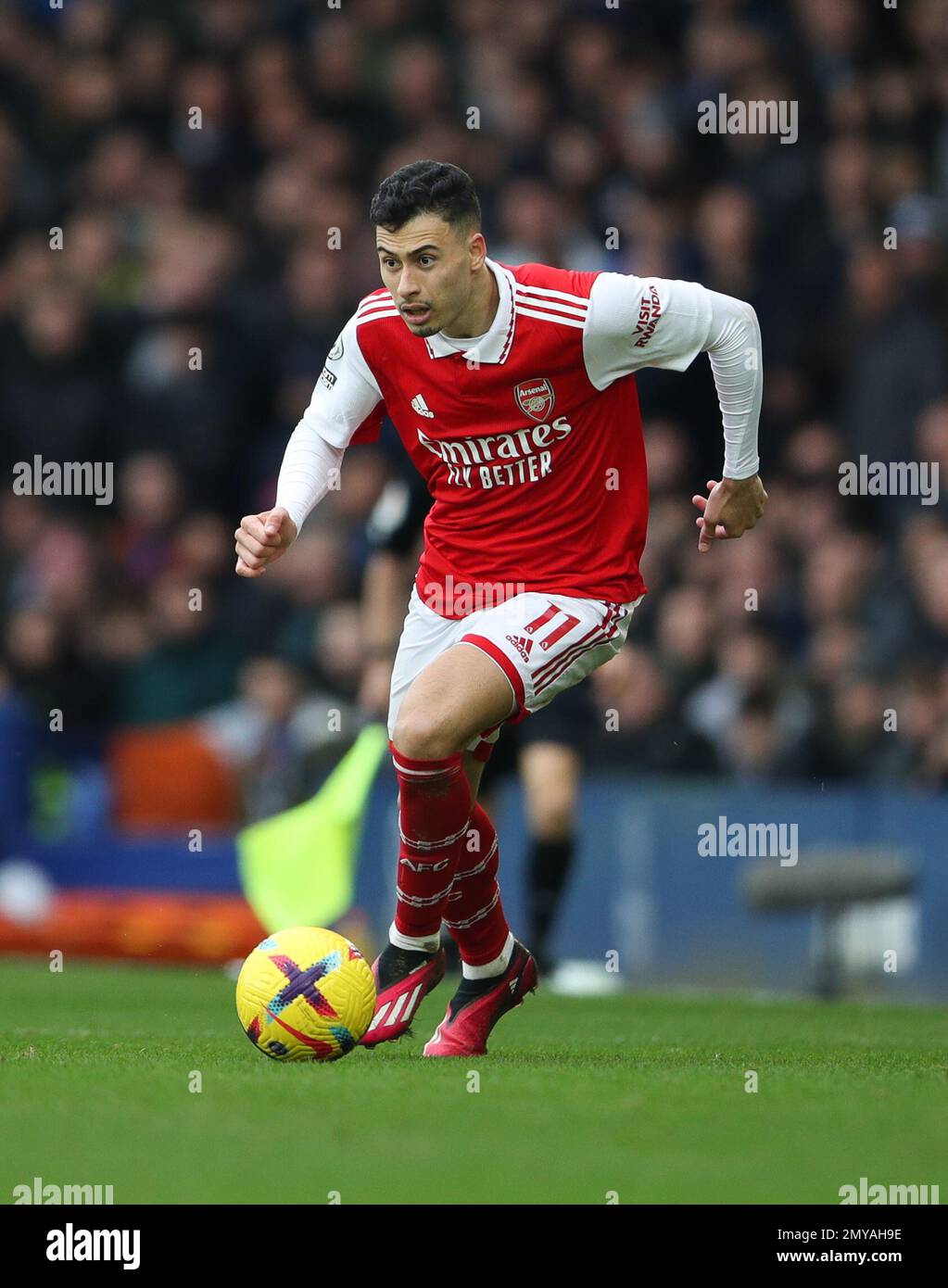 Liverpool, England, 4th February 2023. Gabriel Martinelli of Arsenal ...