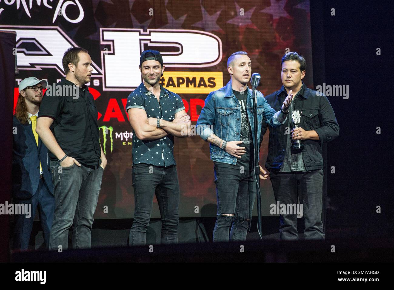 Ryan Key, Sean Mackin, Ryan Mendez, and Josh Portman of Yellowcard ...