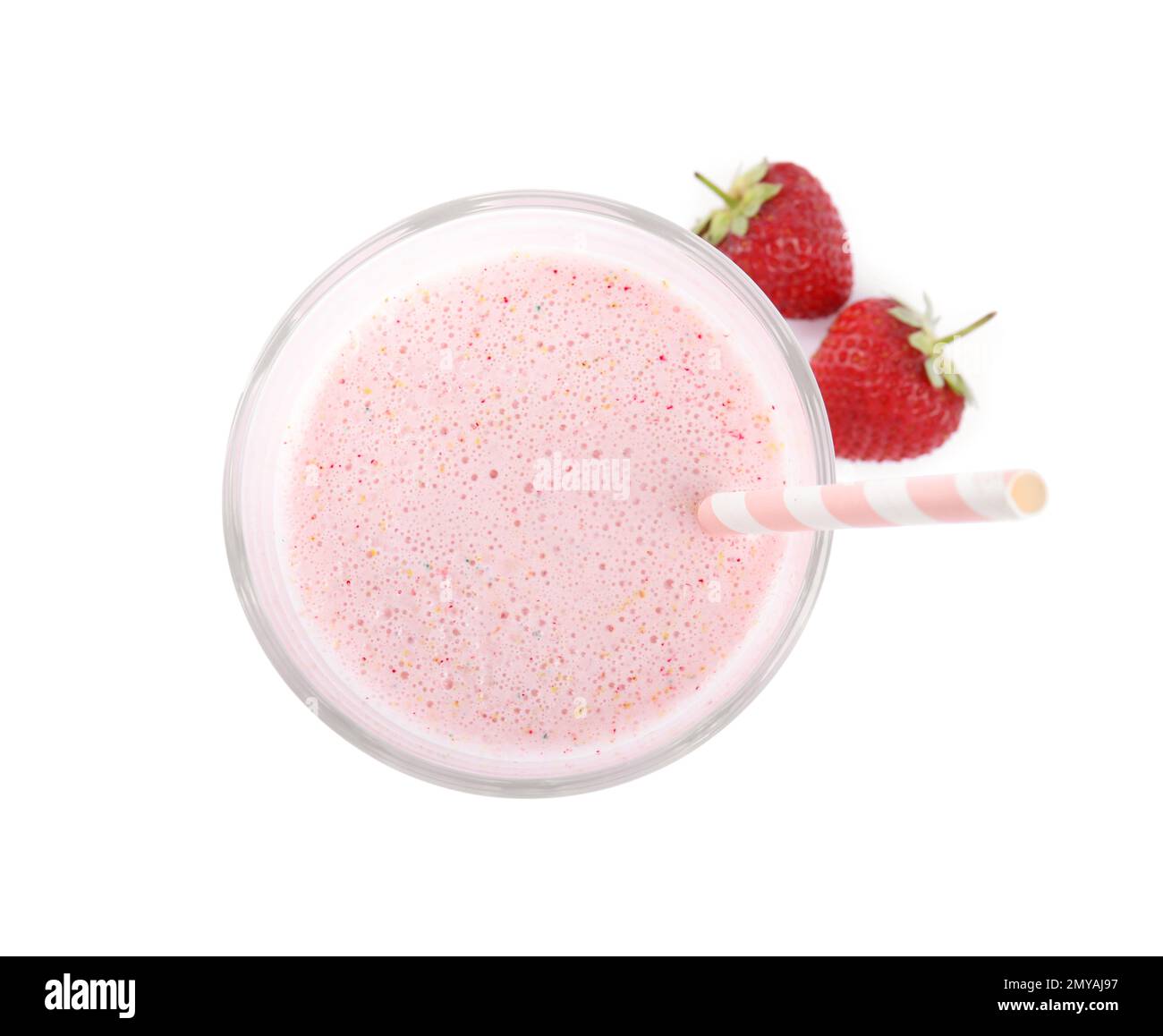 Strawberry milkshake top view Cut Out Stock Images & Pictures - Alamy