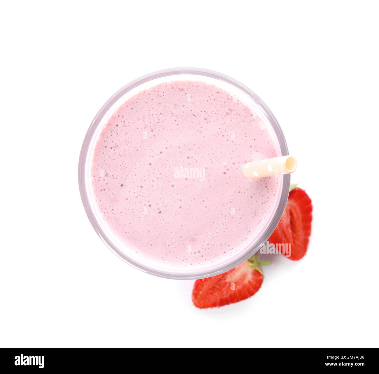 Strawberry milkshake top view Cut Out Stock Images & Pictures - Alamy