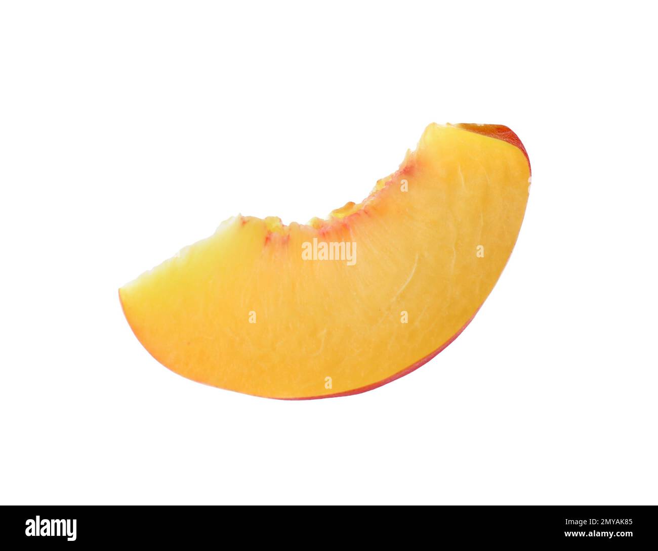 Slice of ripe peach isolated on white Stock Photo - Alamy