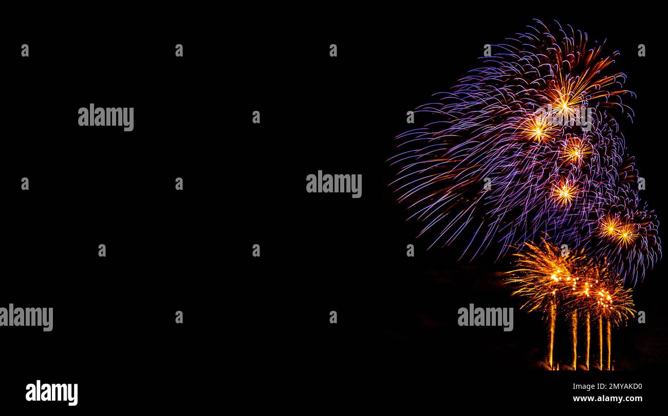 Fireworks banner. Copy space. New Year and Celebration banner. Sparks ...