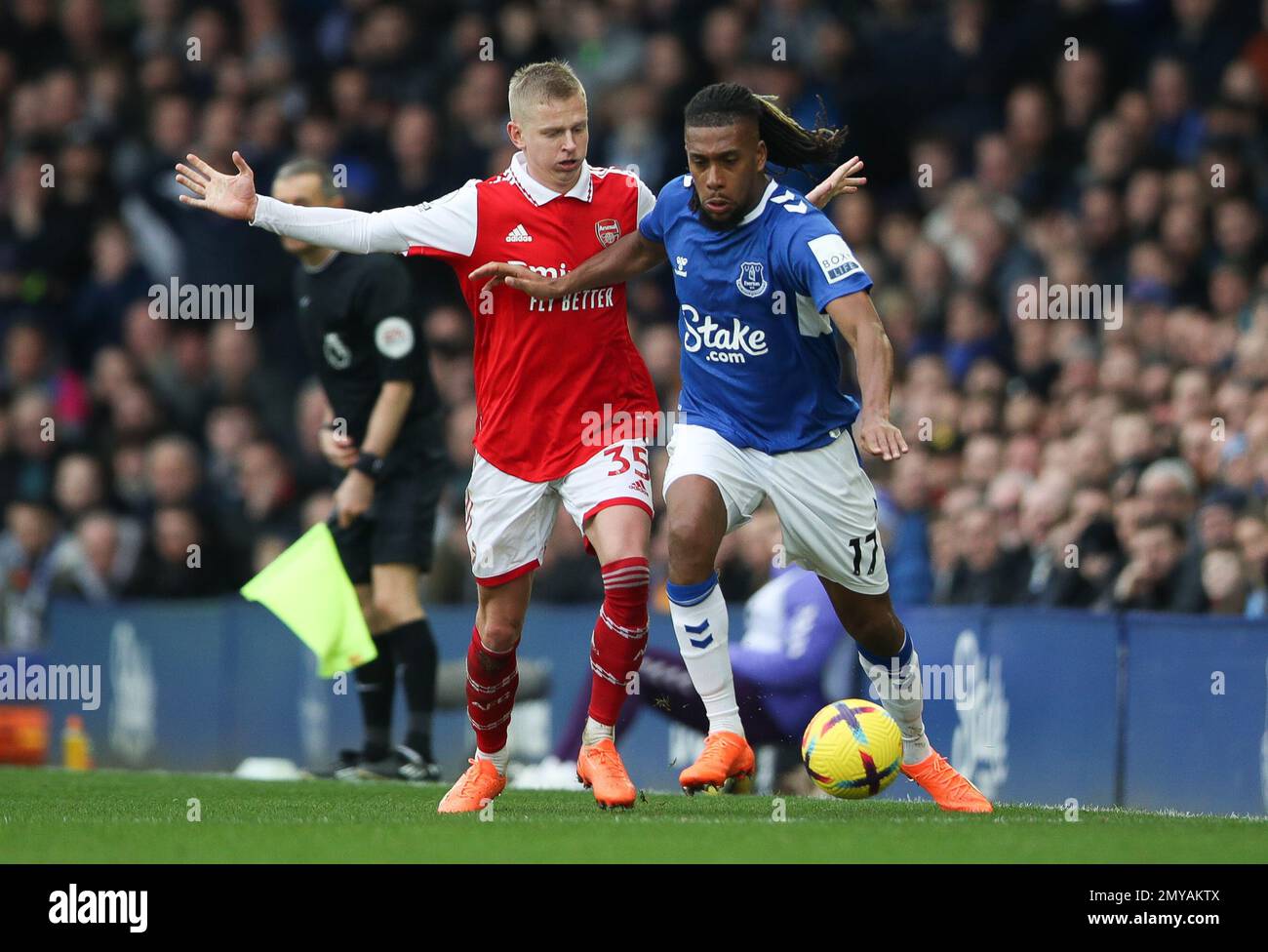 Liverpool, England, 4th February 2023. Alex Iwobi of Everton is ...