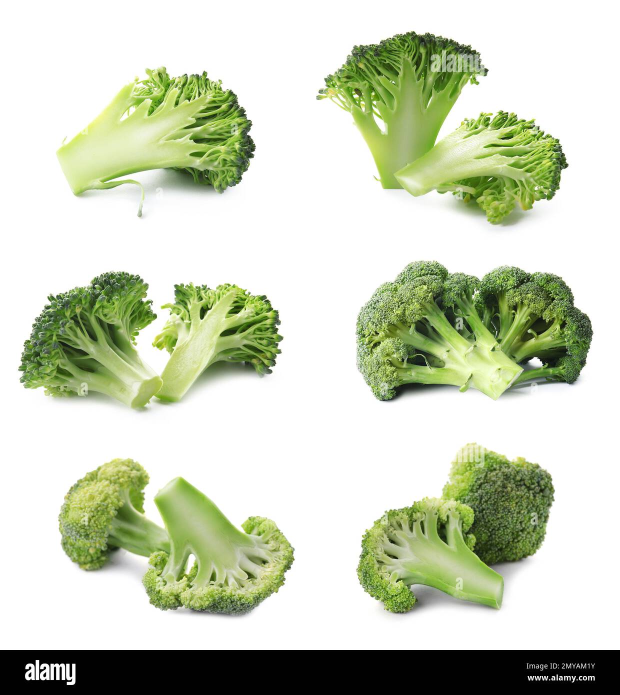 Set of fresh green broccoli on white background Stock Photo - Alamy