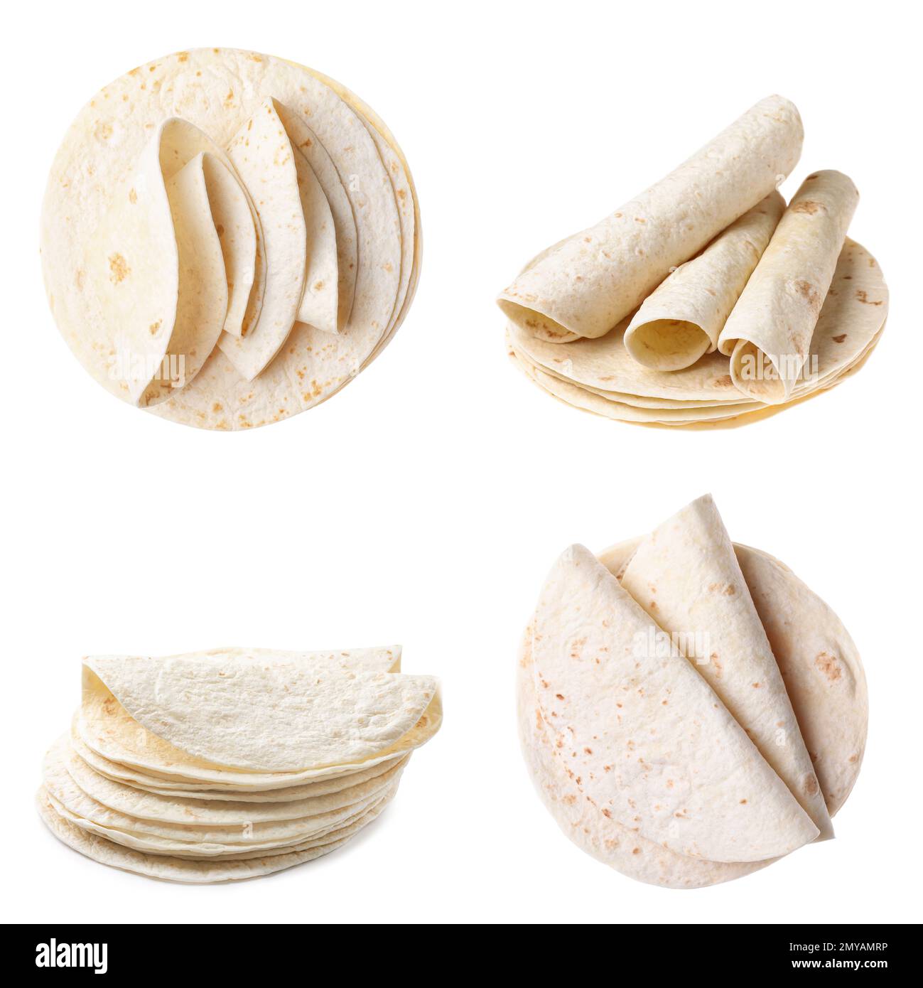 Set of corn tortillas on white background Stock Photo - Alamy