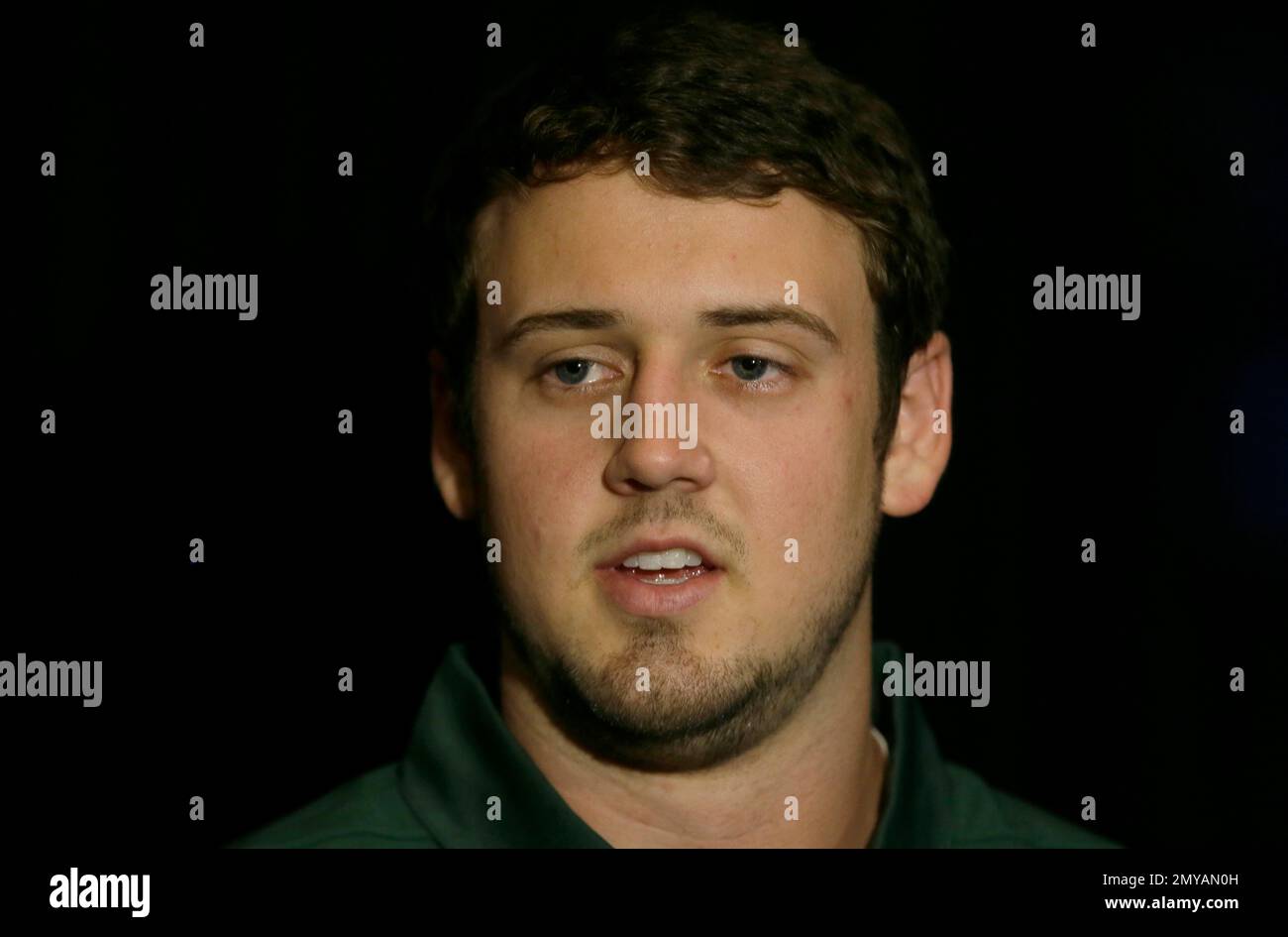 Baylor's quarterback Seth Russell speaks to reporters during the Big 12 ...